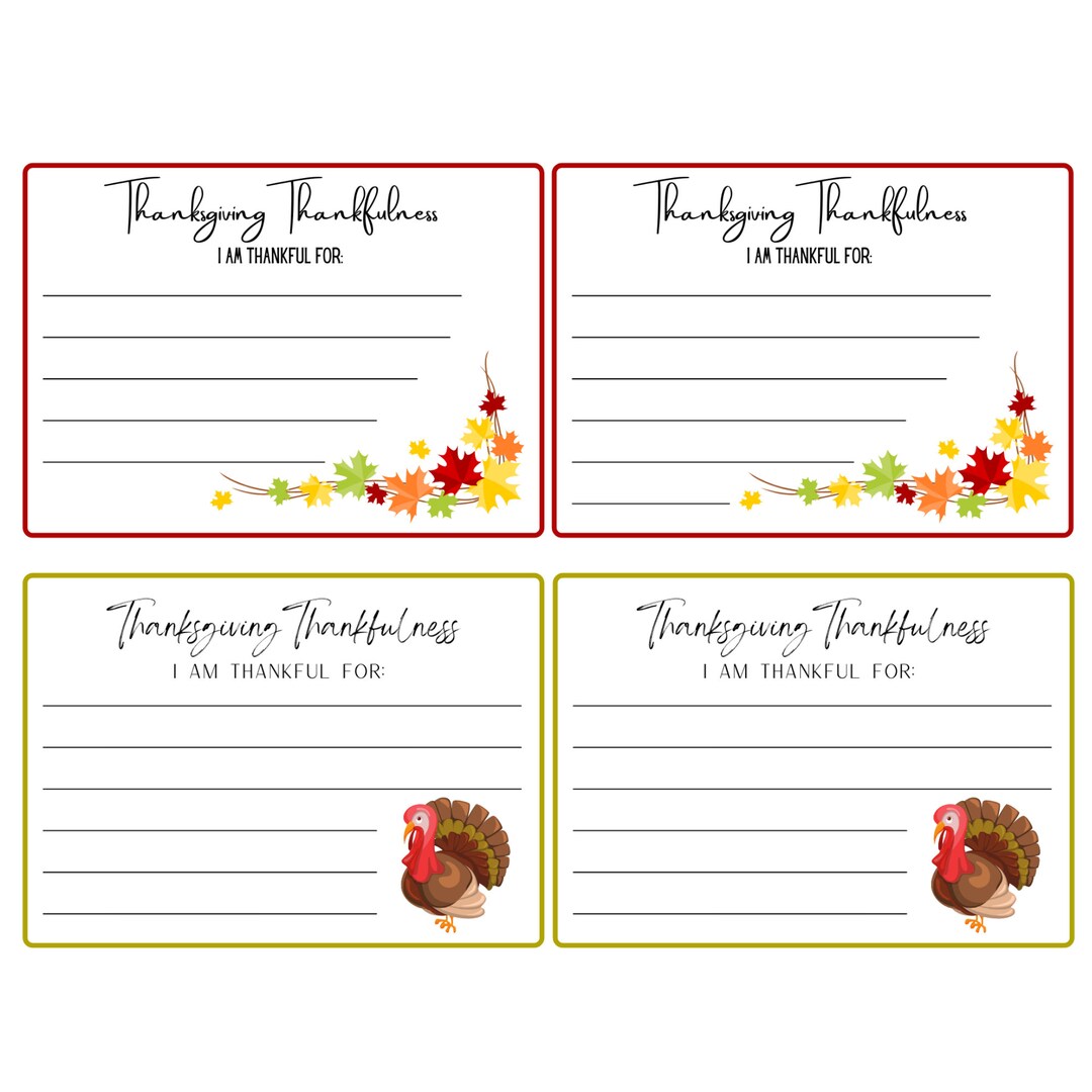 Thanksgiving Thankfulness Cards Printable Page 8.5x11 - Etsy