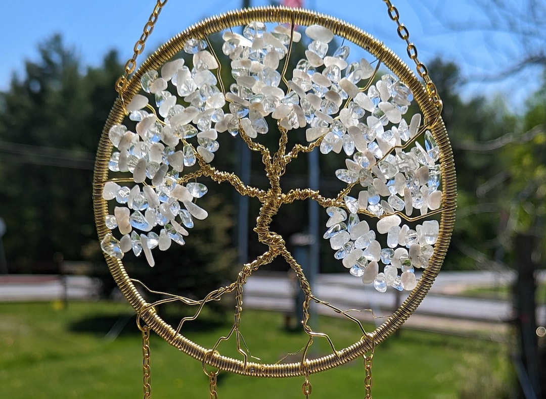 Moonstone Crystal June Birthstone Tree of Life Sun Catcher- Gemini ...