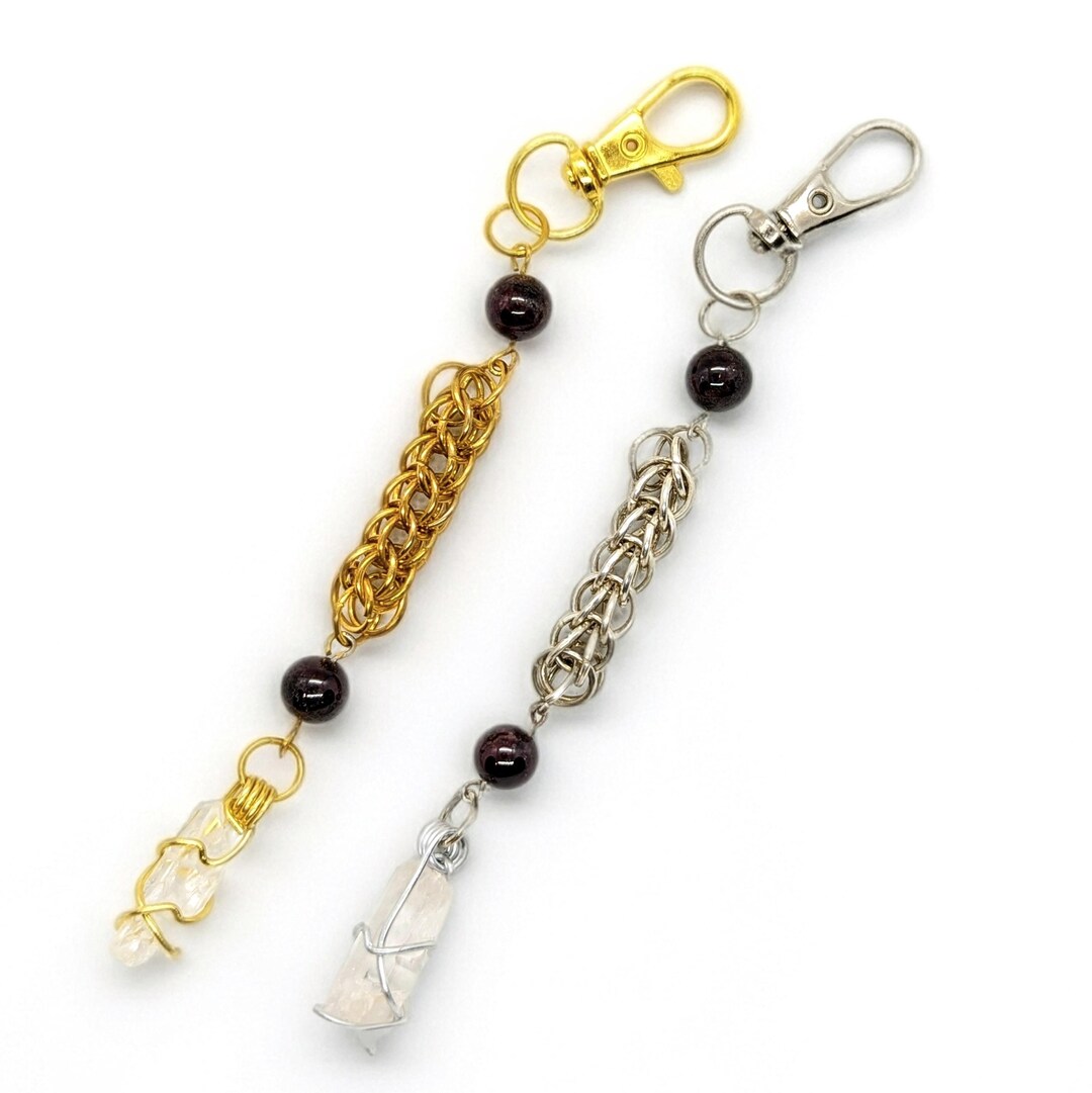 Garnet January Birthstone Chainmail Keychain - Etsy