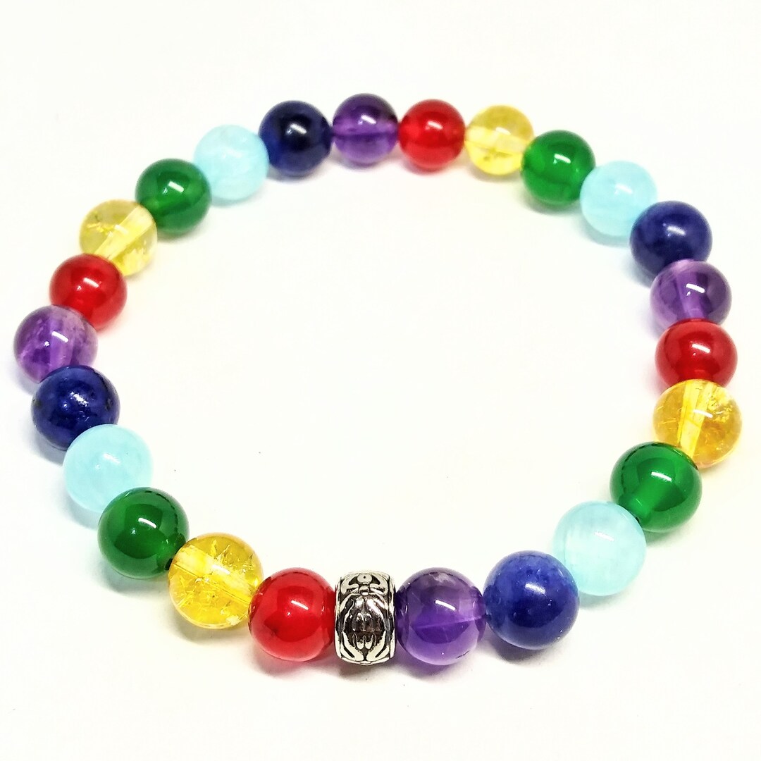 Arc-en-ciel LGBTQ Pride Chakra Elastic Healing Crystal Bracelet Bijoux ...