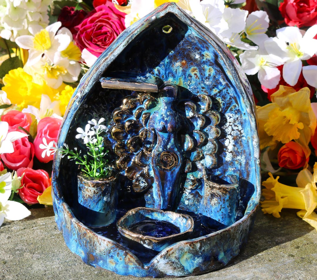 Ceramic Goddess Shrine With 24ct Gold Lustre, Angel Shrine, Blue ...