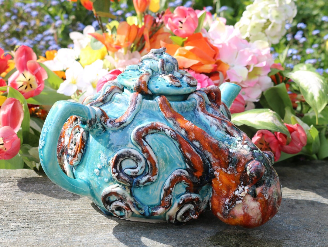 Hand Sculpted DOUBLE Octopus Teapot! Ceramic Octopus, Squid Teapot ...