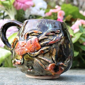 Hand Made Cockroach Crustacean Mug With Drippy Brown and Orange Glaze ...