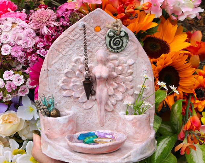 Pink Goddess Shrine, Ceramic Goddess Shrine, Angel Shrine, Goddess ...