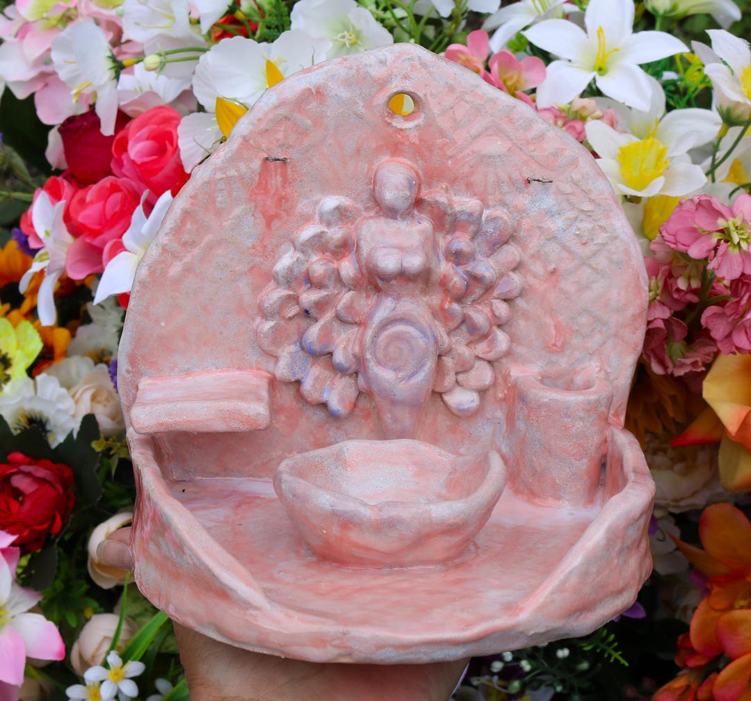 Pink Goddess Shrine, Ceramic Wall Shrine, Angel Shrine, Goddess Altar ...