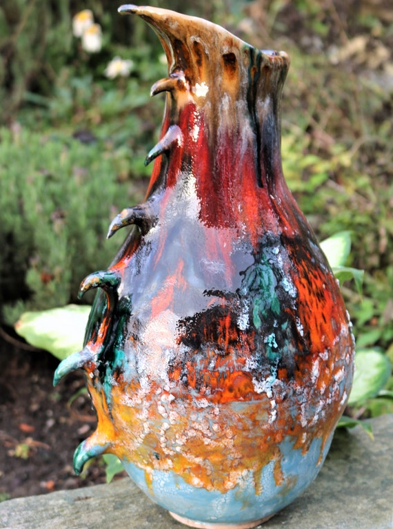 Great Big Hand Made Ceramic Pot With Spikes and a Wobbly - Etsy