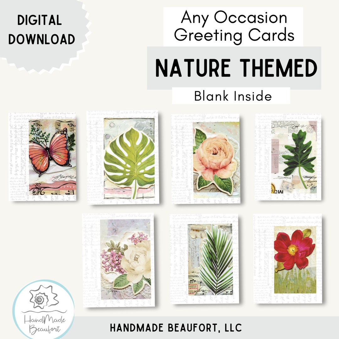 Printable Nature Inspired Greeting Cards, Blank Greeting Cards, Digital ...