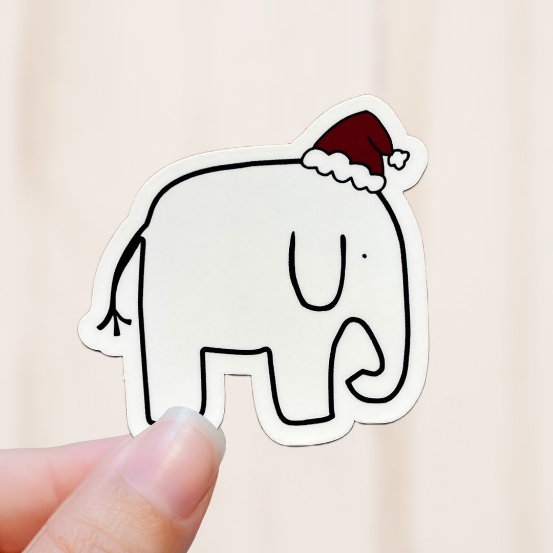 Santa Hat White Elephant Sticker, Vinyl Decal, Vinyl Sticker, White ...
