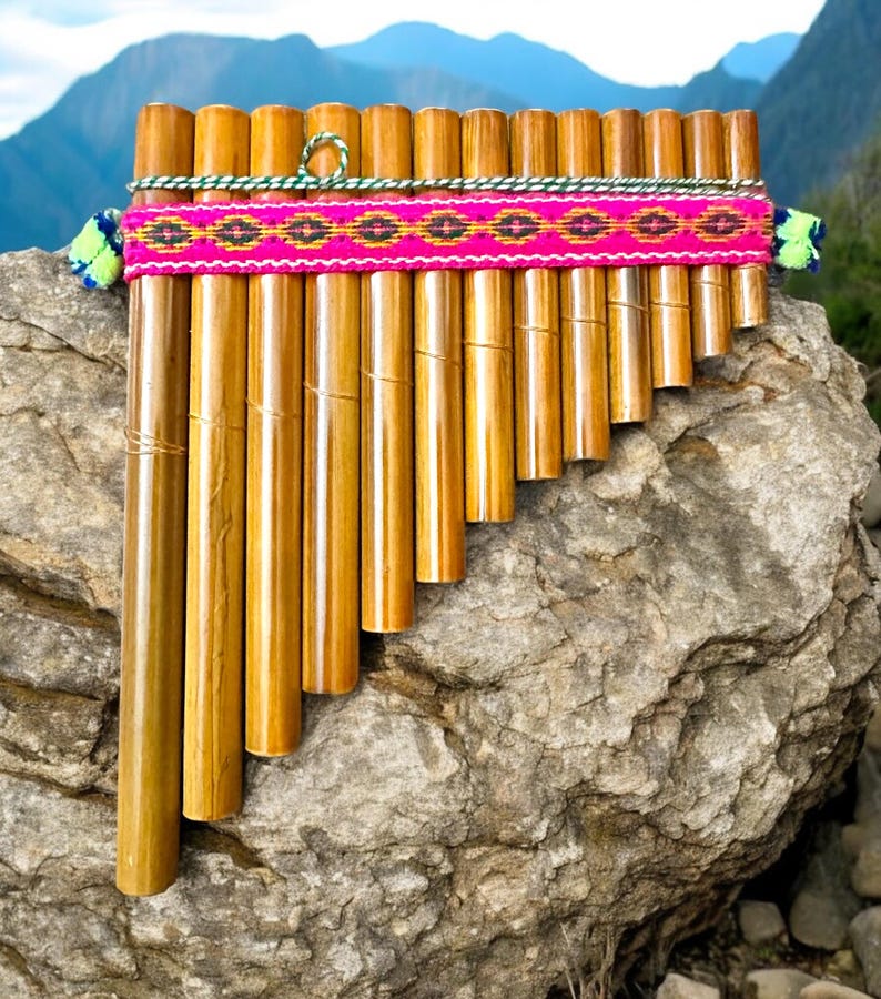 NEW Arrivals ! Authentic Pan Flute, Colorful Stripe With String, Andean ...