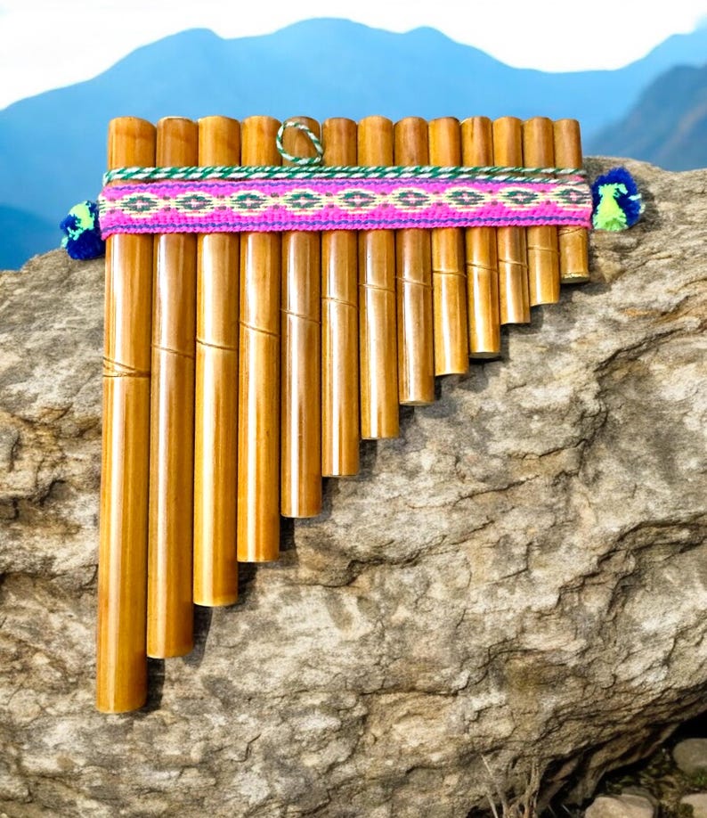 NEW Arrivals ! Authentic Pan Flute, Colorful Stripe With String, Andean ...