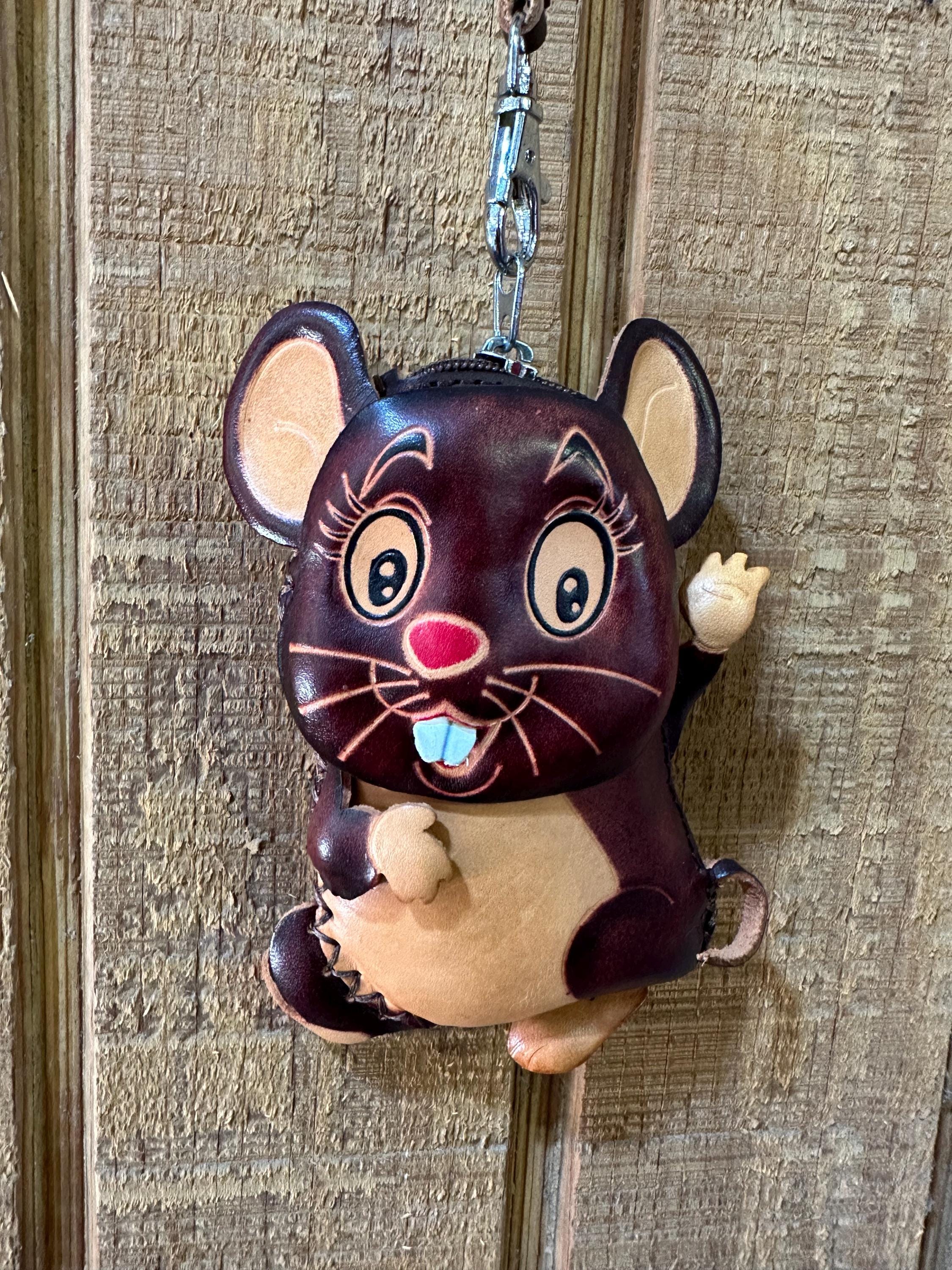NEW ! Genuine Leather Rat Wristlet/ Animal Coin Purse/wallet. Red ...