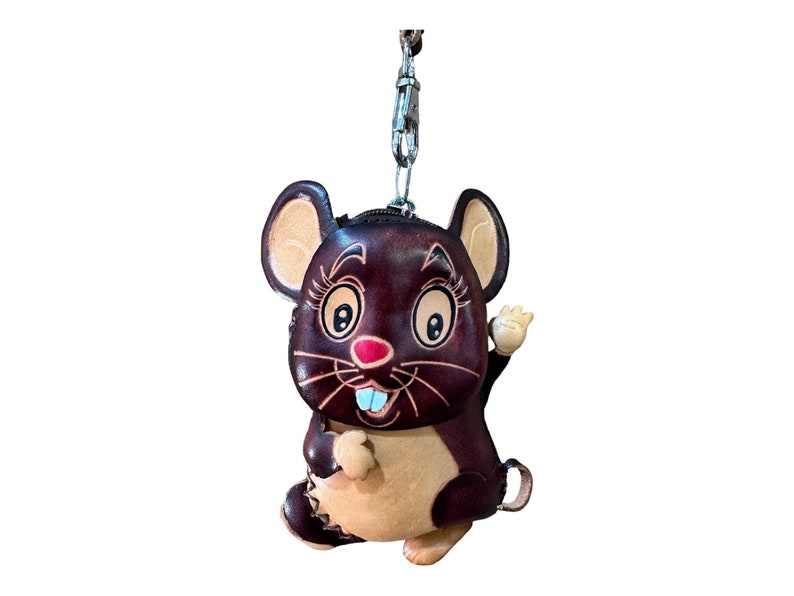 NEW ! Genuine Leather Rat Wristlet/ Animal Coin Purse/wallet. Red ...