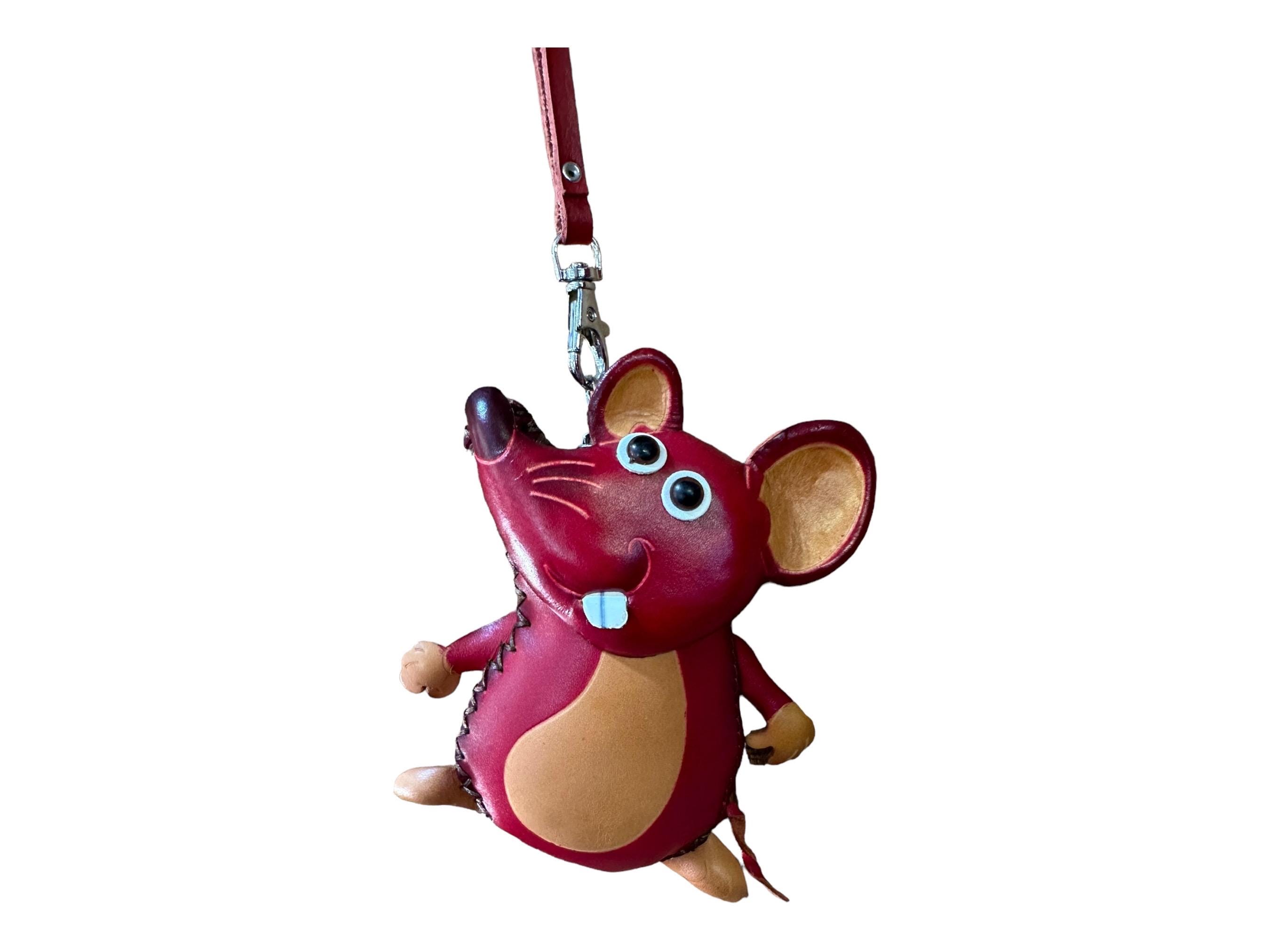 NEW ! Genuine Leather Rat Wristlet/ Animal Coin Purse/wallet. Red ...