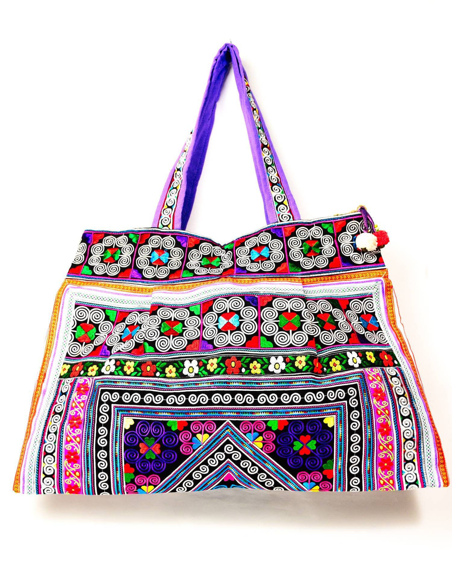 NEW Embroidered Shoulder Flower Bag /tote /cotton Trendy Big Carrying ...