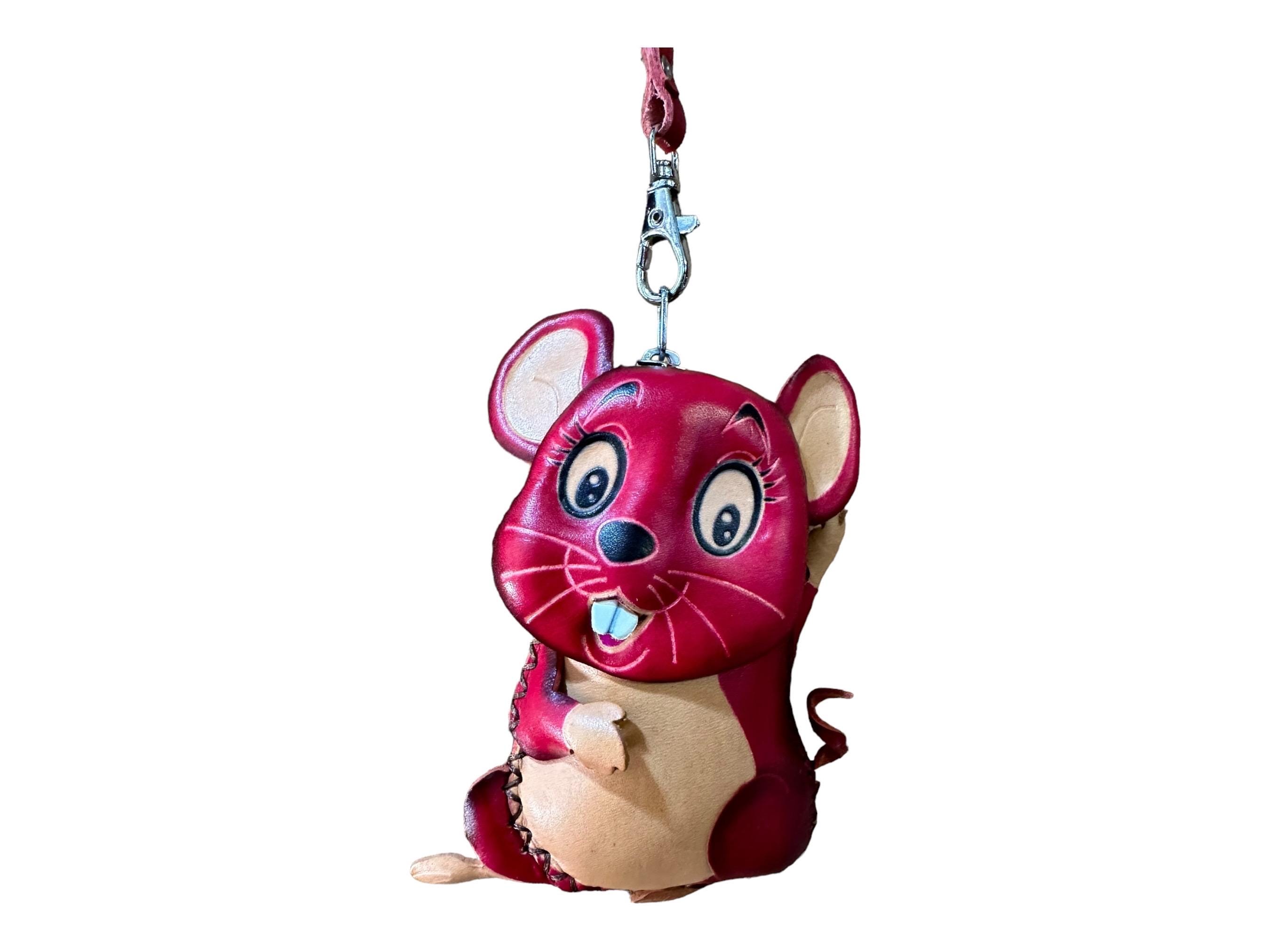 NEW ! Genuine Leather Rat Wristlet/ Animal Coin Purse/wallet. Red ...