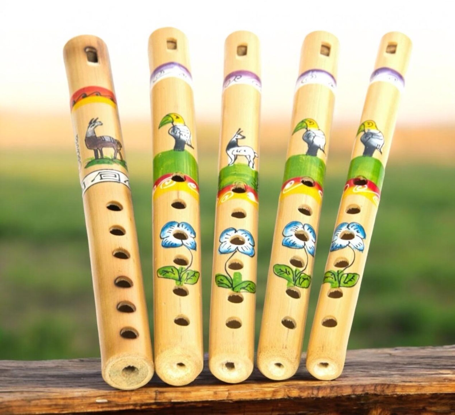 NEW ! Authentic Flute, Andean Flute , Musical Toy, Bamboo ,handpainted ...