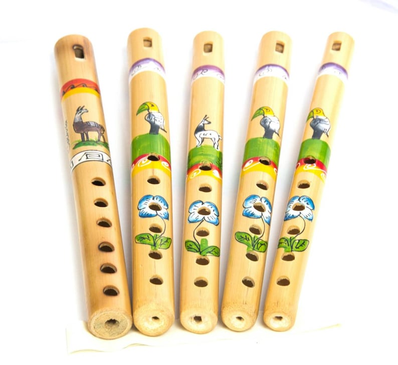 NEW ! Authentic Flute, Andean Flute , Musical Toy, Bamboo ,handpainted ...