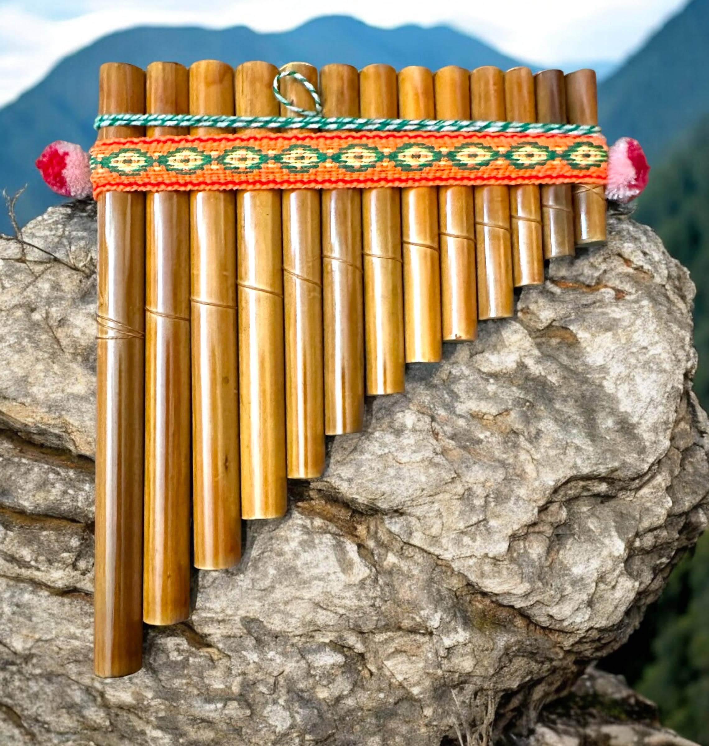 NEW Arrivals ! Authentic Pan Flute, Colorful Stripe With String, Andean ...