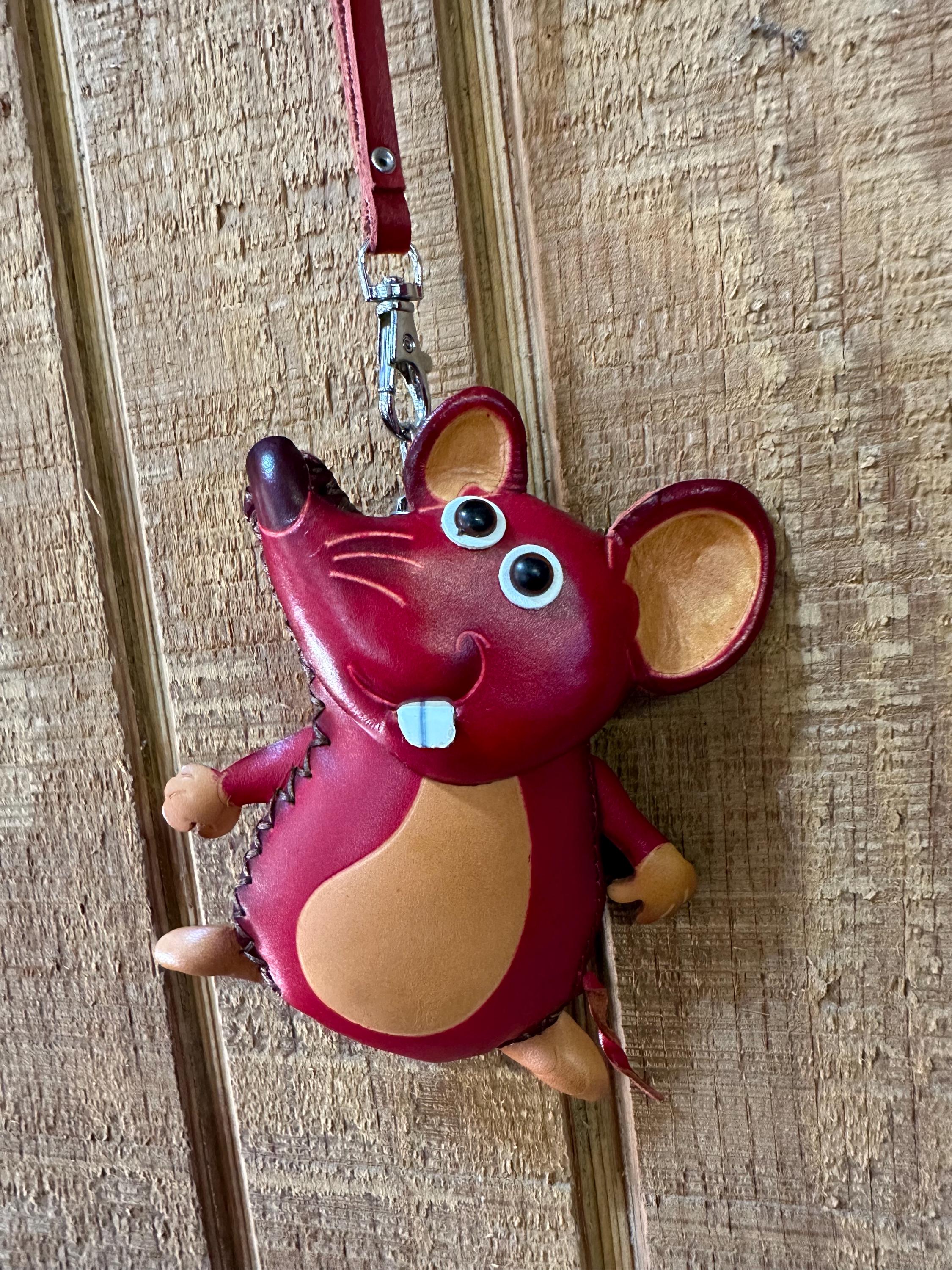 NEW ! Genuine Leather Rat Wristlet/ Animal Coin Purse/wallet. Red ...