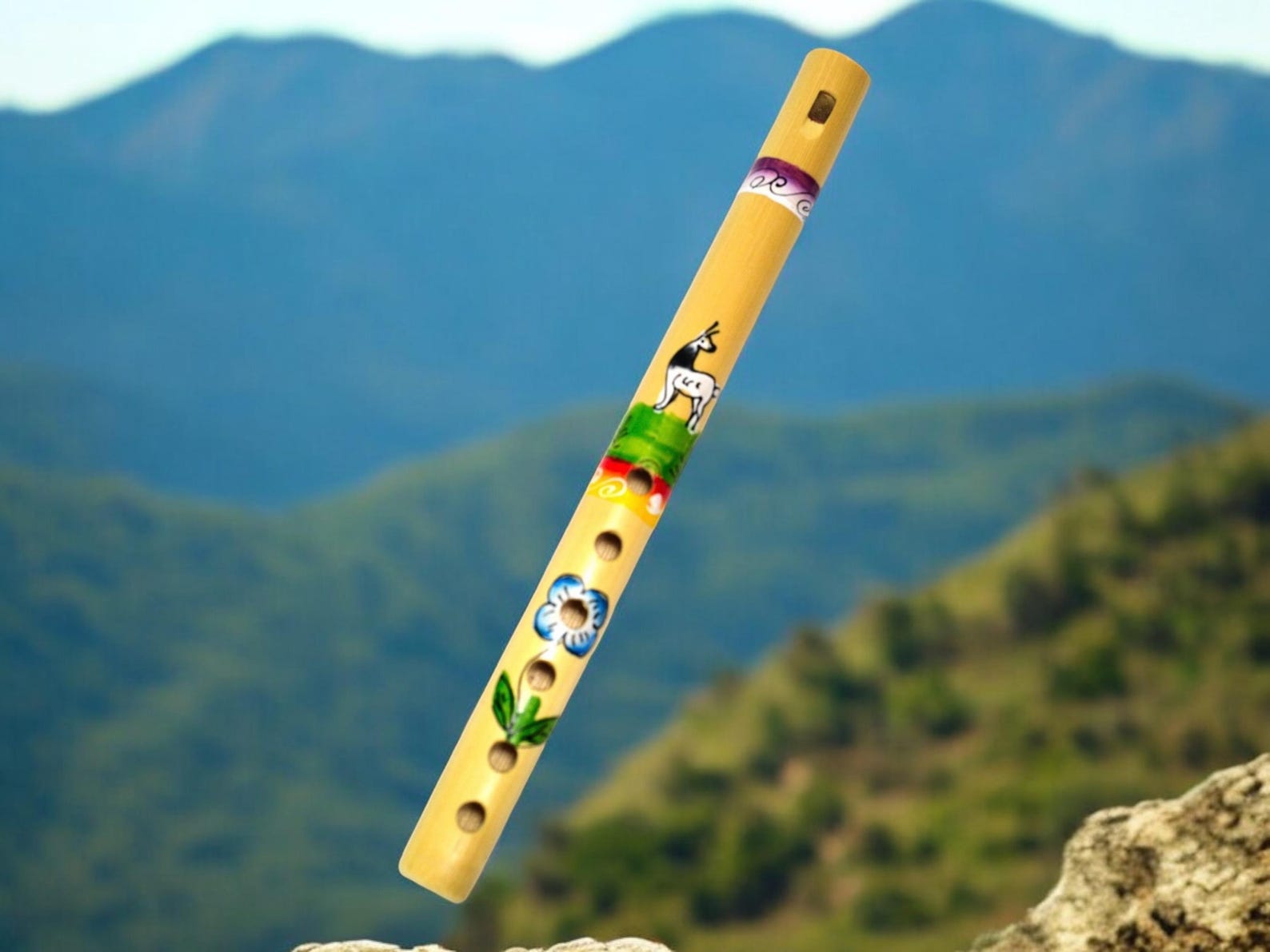NEW ! Authentic Flute, Andean Flute , Musical Toy, Bamboo ,handpainted ...