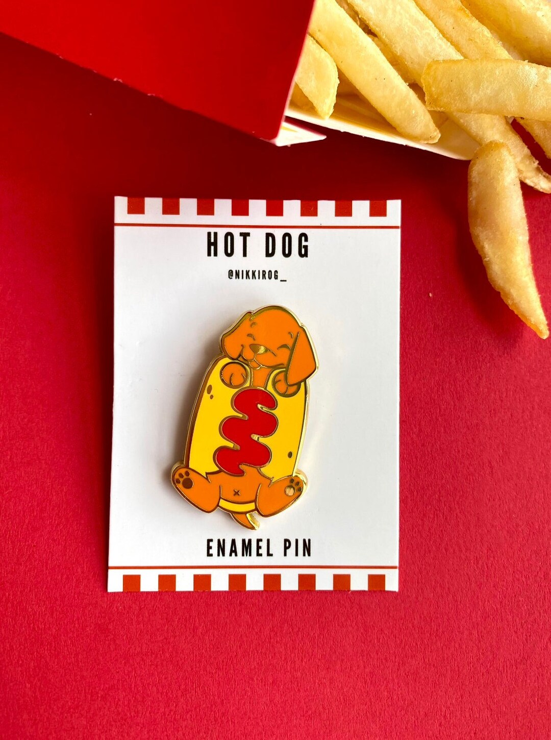 Hot Dog Enamel Pin - Etsy