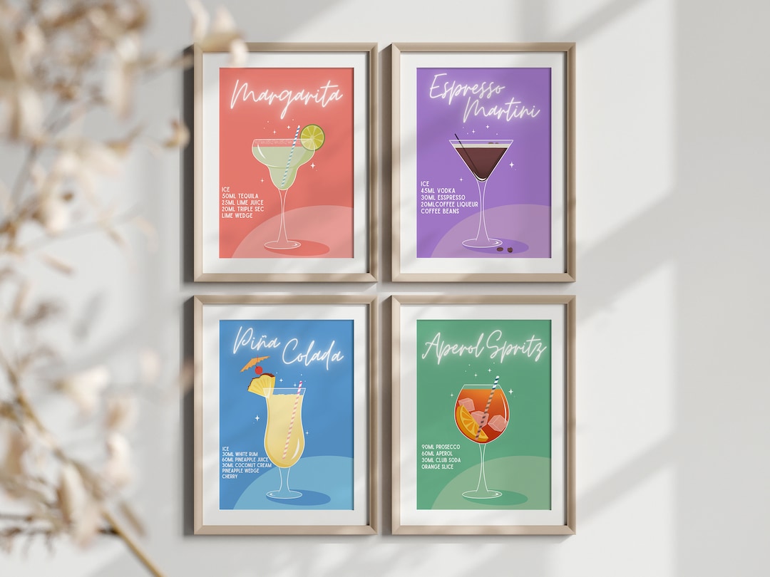 The Cocktail Series | DIGITAL DOWNLOAD | Set of 4 | Bar Poster ...
