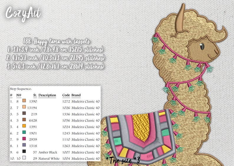 DIGITAL: Happy Lama With Tassels 3 Sizes Embroidery Design - Etsy
