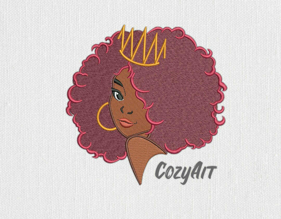 DIGITAL: Beautiful Queen in Golden Crown - 4 Sizes Embroidery Design ...