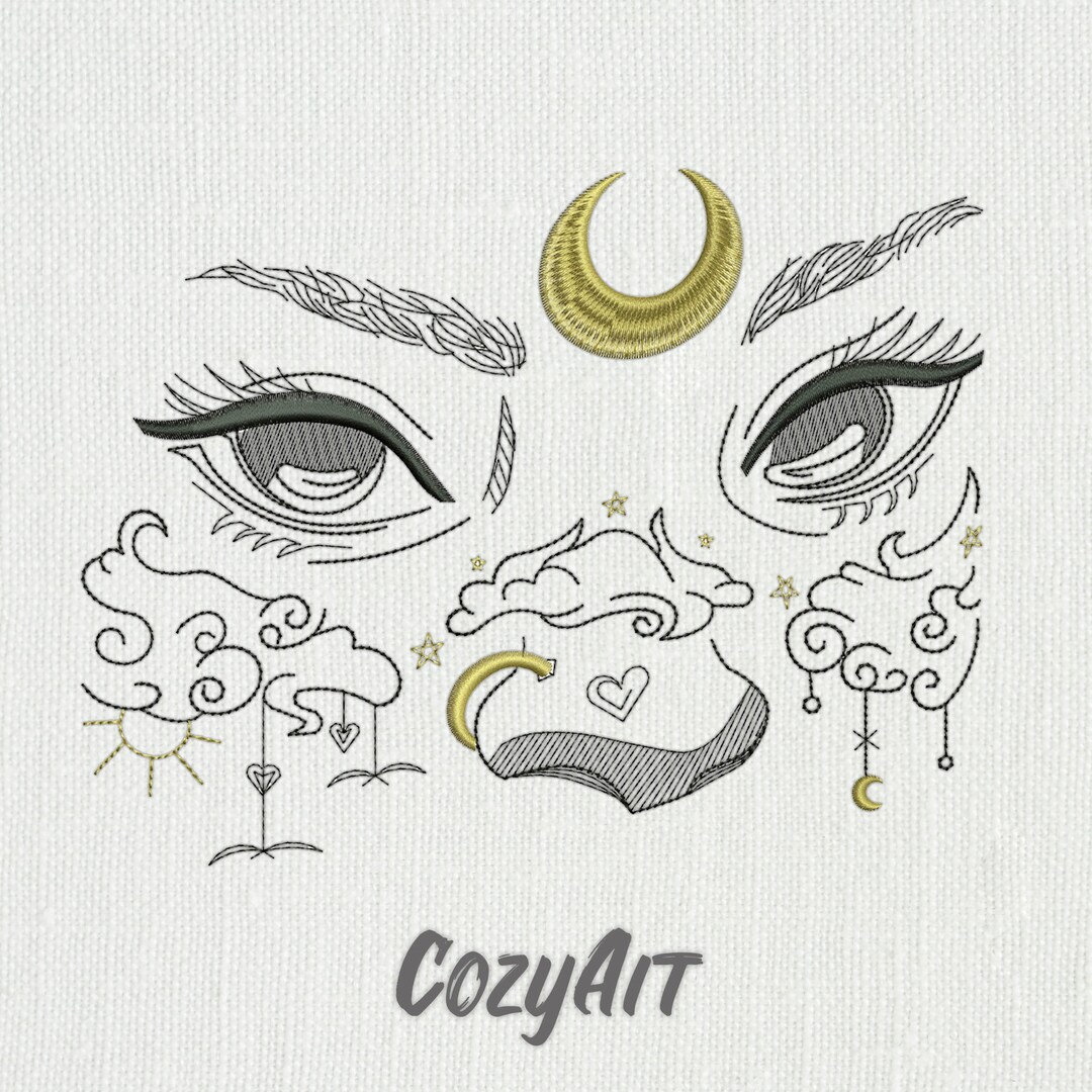DIGITAL: Female the Look of Moon Face Sketch (outline) - 4 Sizes ...