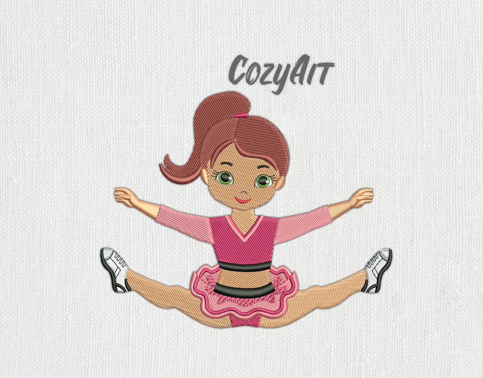 DIGITAL: Cheerleader Girl Jump Splits 3 Sizes Embroidery | Etsy