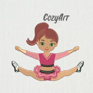 DIGITAL: Cheerleader Girl Jump Splits - 3 Sizes Embroidery Design for ...