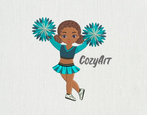 DIGITAL: Cheerleader With Puffs Tails 3 Sizes Embroidery | Etsy
