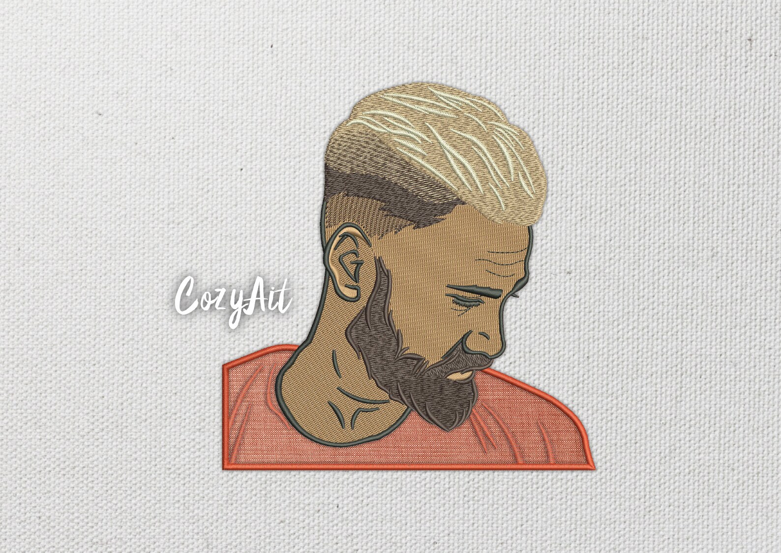DIGITAL: APPLIQUE Beautiful Bearded Man With Bleached Hair - 4 Sizes ...