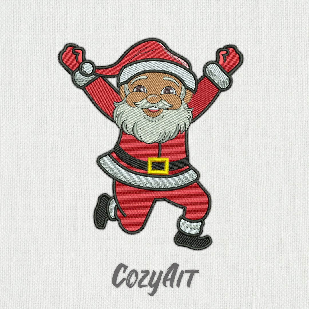 DIGITAL: Cute Happy Dancing Santa Claus - 5 Sizes Embroidery Design for ...