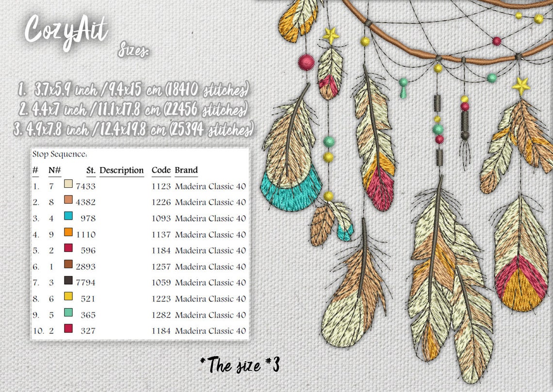 DIGITAL: Boho Style Creative Dreamcatcher 3 Sizes Embroidery - Etsy