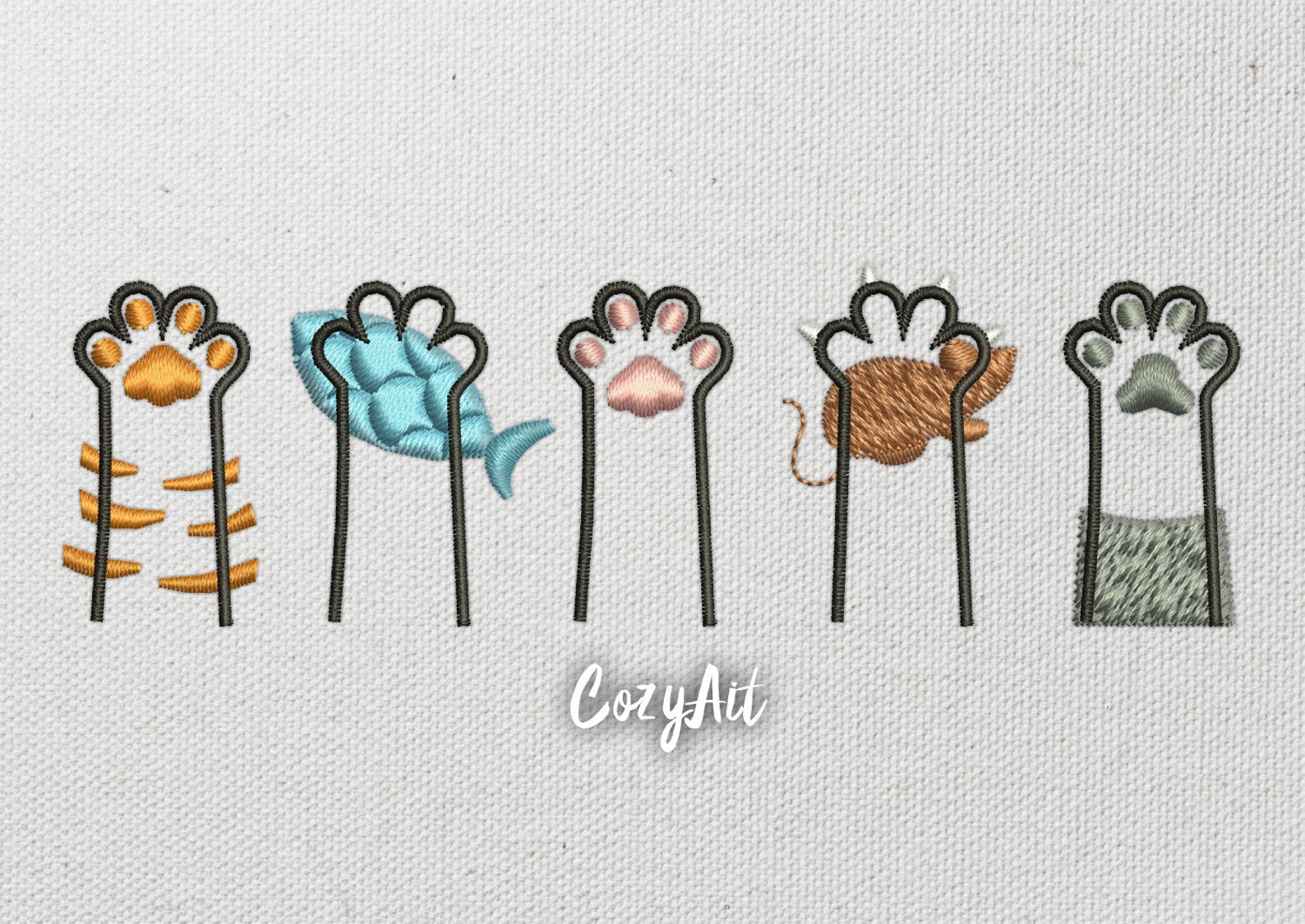 DIGITAL: Cat Paws 5 Sizes Embroidery Design for Machine | Etsy