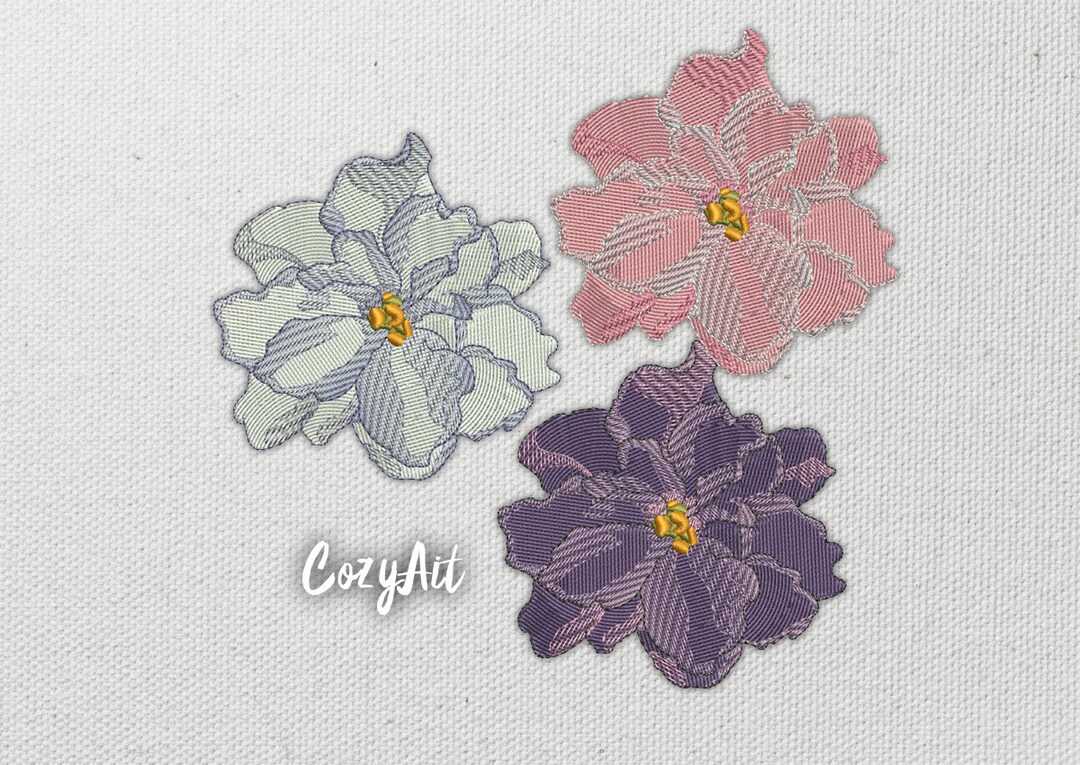 DIGITAL: African Violet Flower - 3 Sizes Embroidery Design for Machine ...