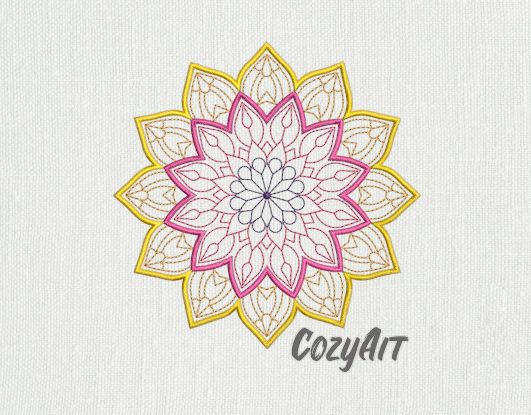 DIGITAL: Simple Made With This Lines Mandala, Run and Satin Stitches ...