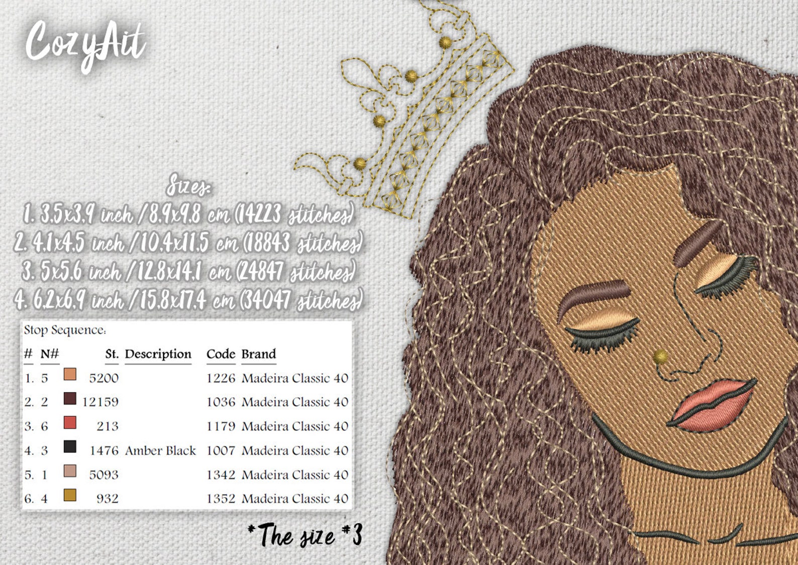 DIGITAL: Princess Tisha With Crown - 4 Sizes Embroidery Design for ...