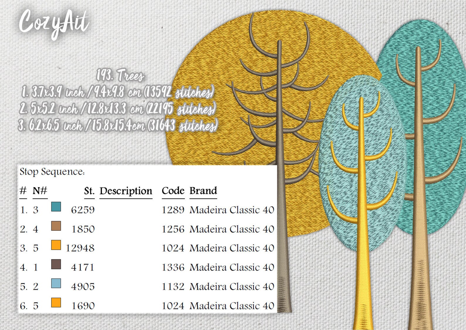 DIGITAL: Three Trees 3 Sizes Embroidery Design for Machine | Etsy