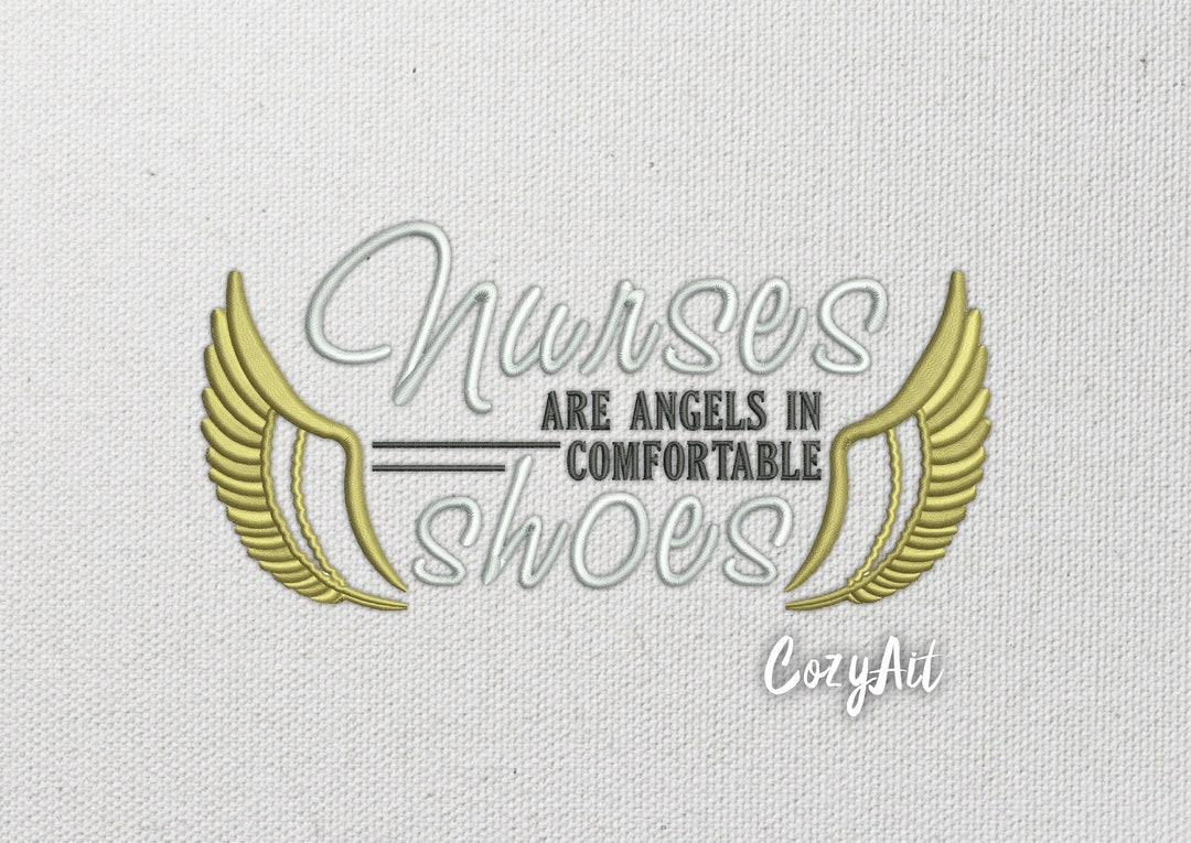 DIGITAL: Quote Nurses Are Angels Design With Wings - 5 Sizes Embroidery ...
