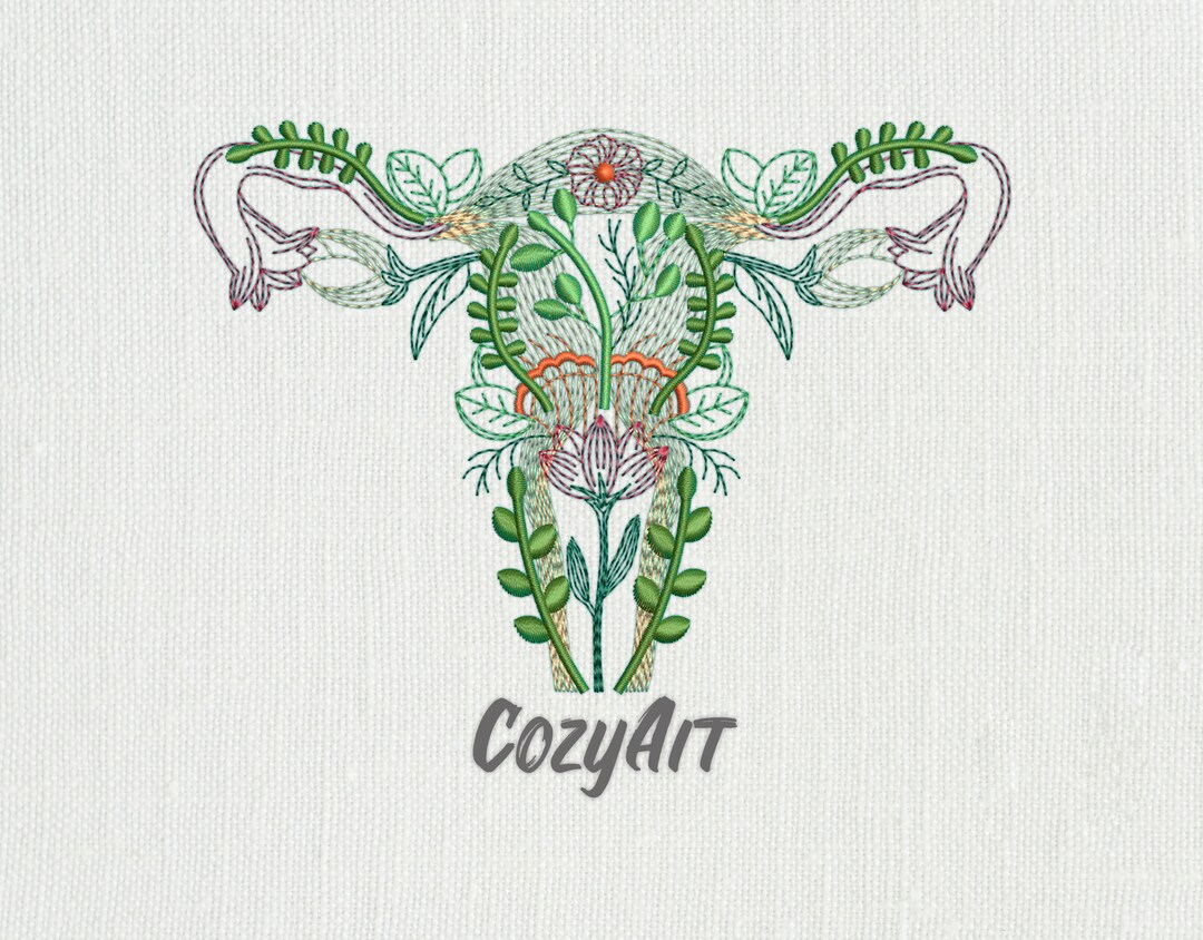 DIGITAL: Female Reproductive System Stylized With Flowers Sketch ...