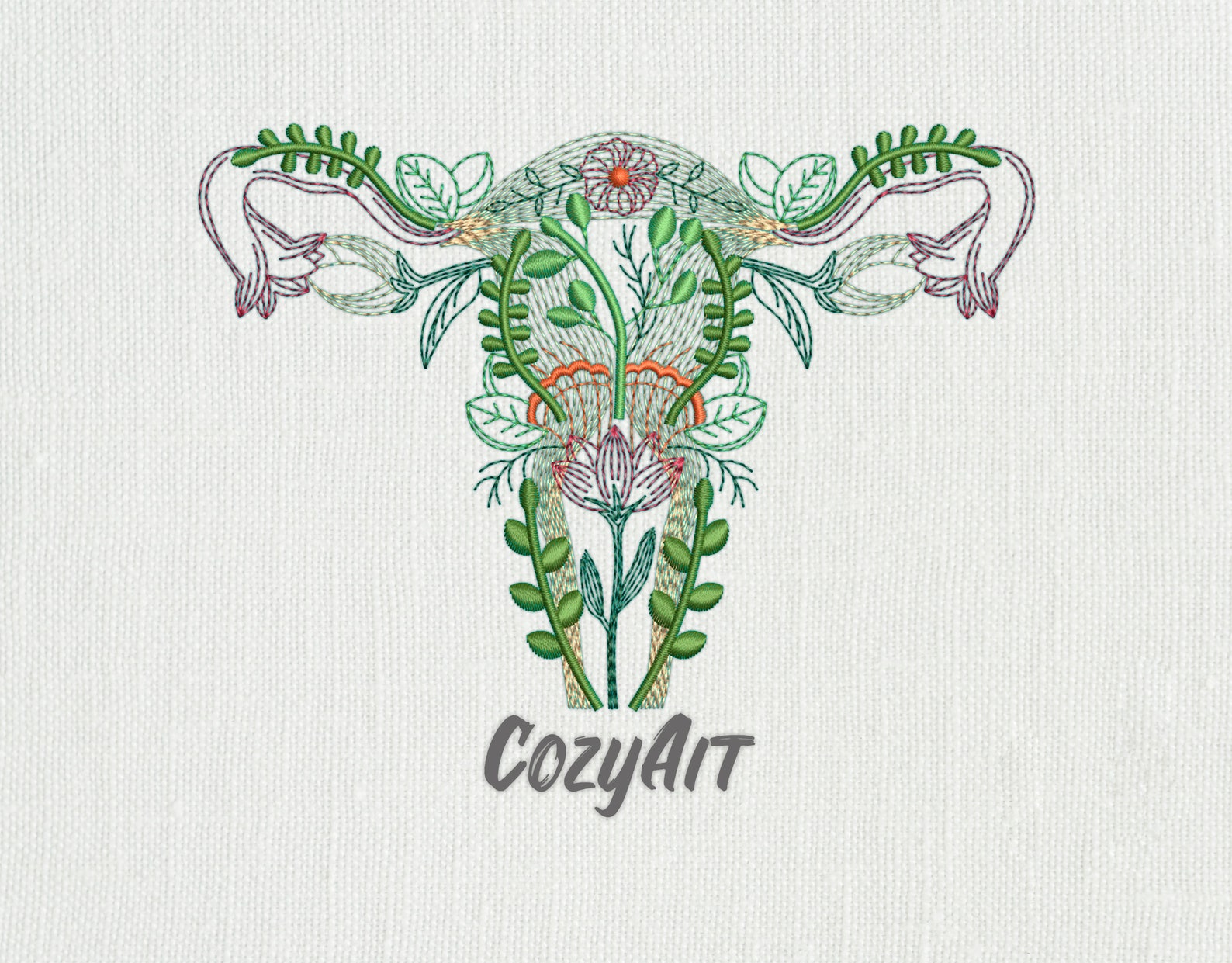 DIGITAL: Female Reproductive System Stylized With Flowers Sketch ...