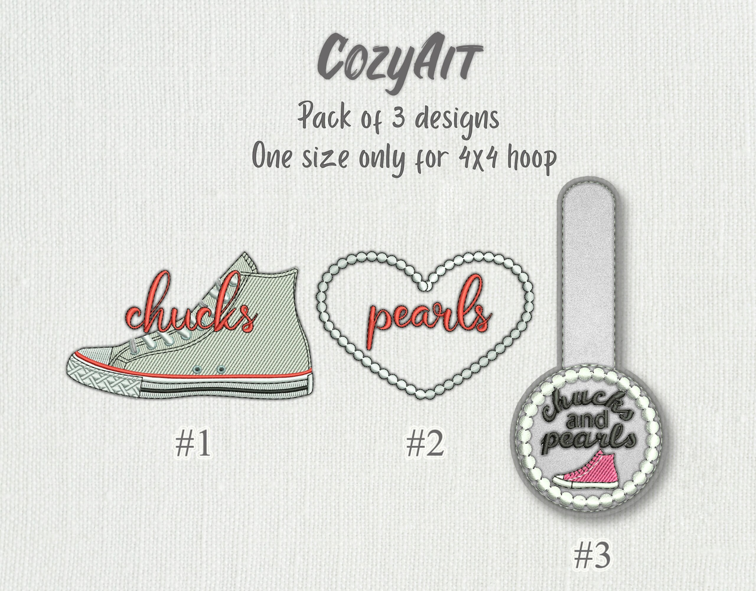 DIGITAL: 3 Designs for 4x4 Hoop Chucks and 1 Size Embroidery - Etsy