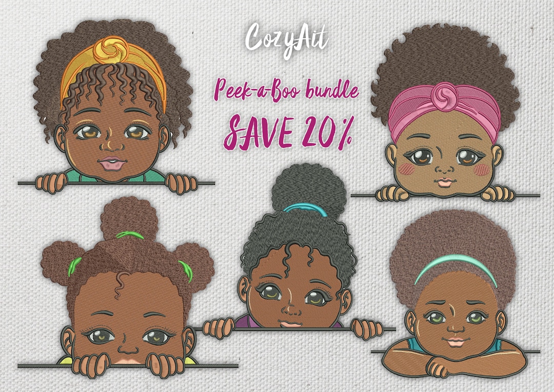 DIGITAL: 20% OFF Peek-a-boo Girls Bundle - Pack of 5 Embroidery Designs ...