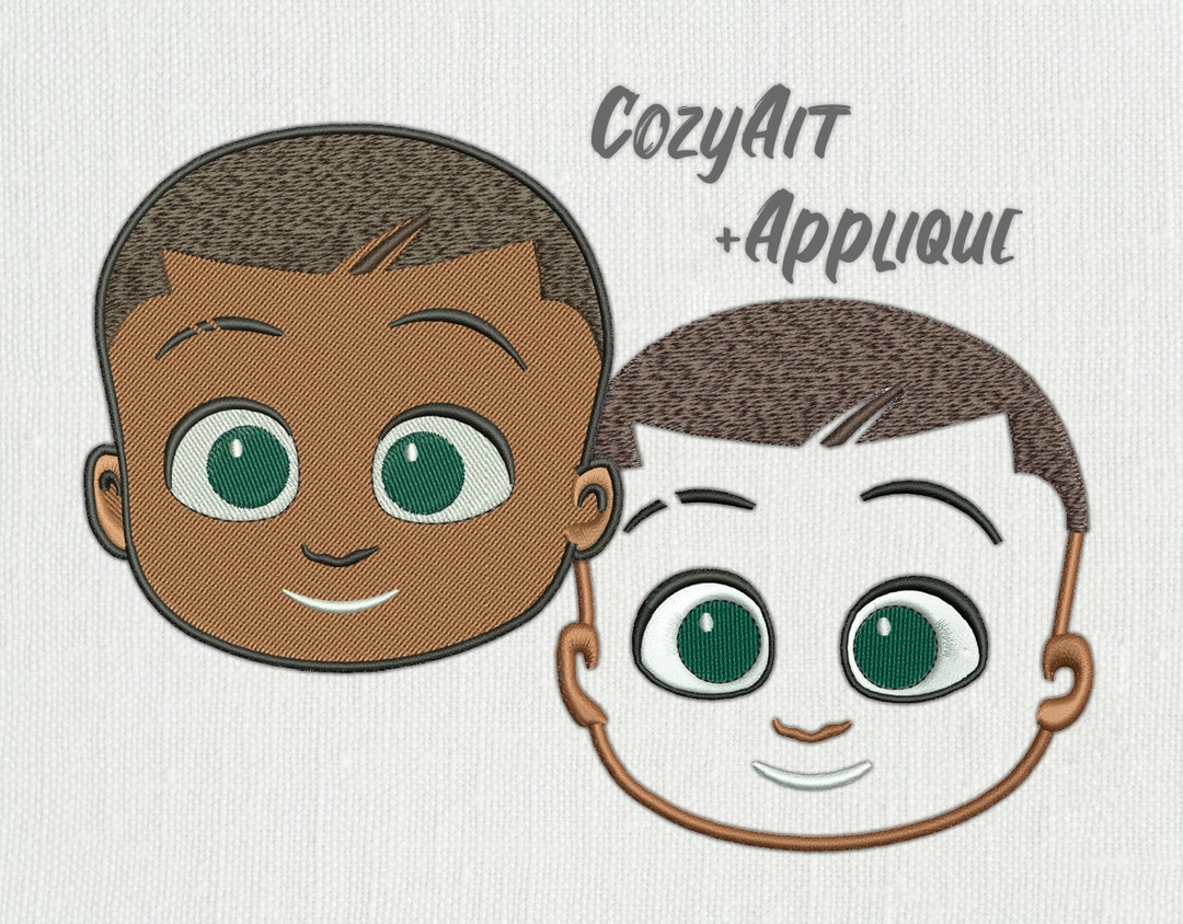 DIGITAL: APLLIQUE + Regular Stitching Cute Smiled Boy With Green Eyes ...