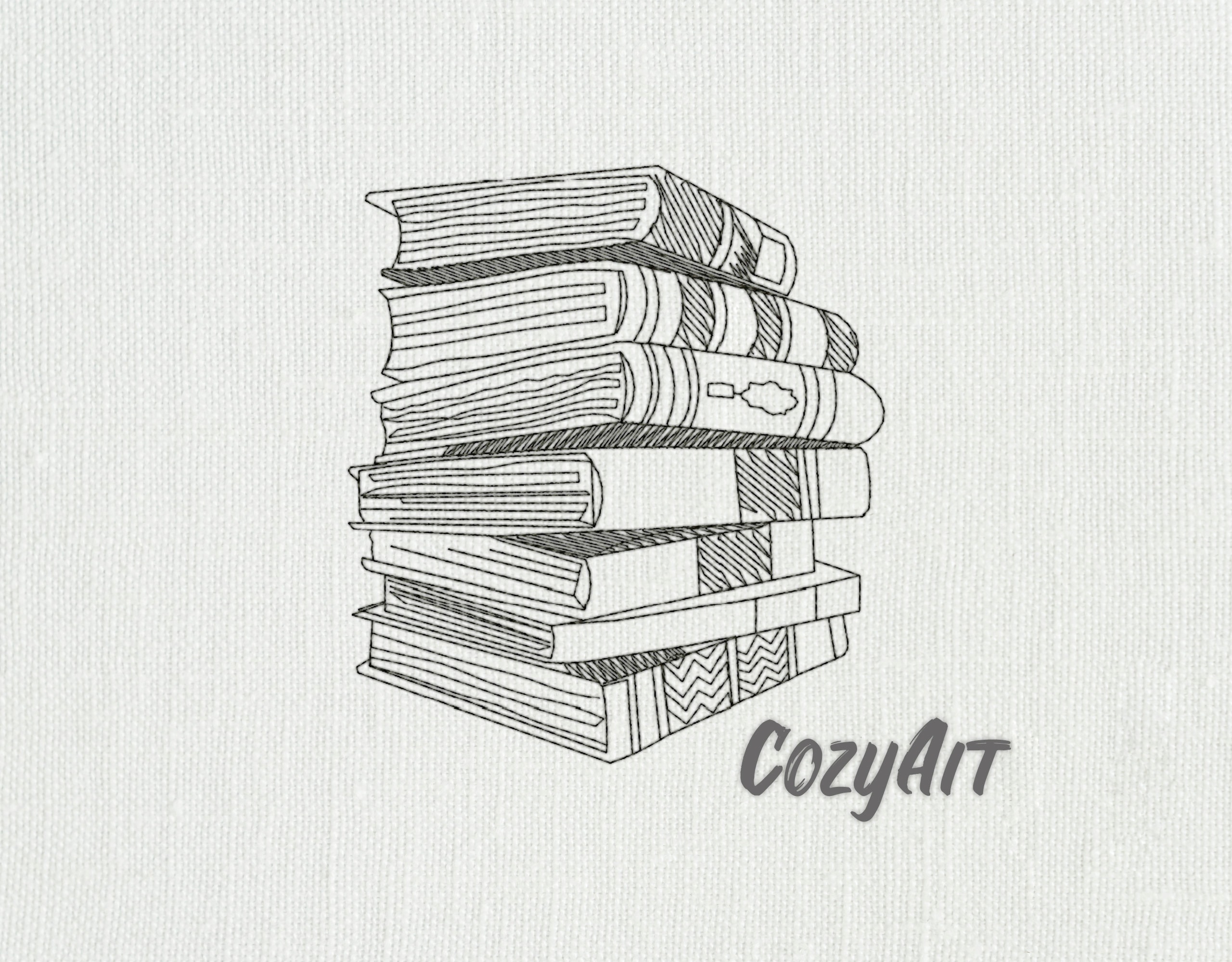 DIGITAL: Small Size Stack of Thick Books Sketch outline 3 - Etsy