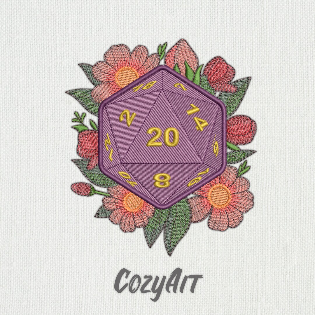 DIGITAL: DND D20 Dice With Watercolor Style Flowers - 3 Sizes ...