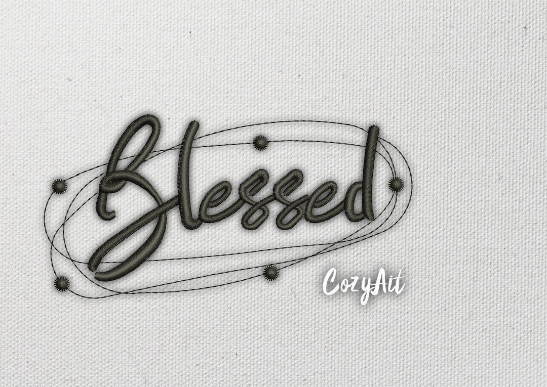 DIGITAL: Blessed Lettering - 5 Sizes Embroidery Design for Machine ...