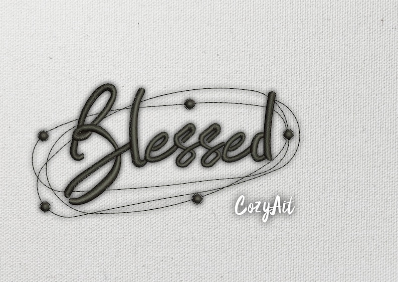 DIGITAL: Blessed Lettering 5 Sizes Embroidery Design for - Etsy